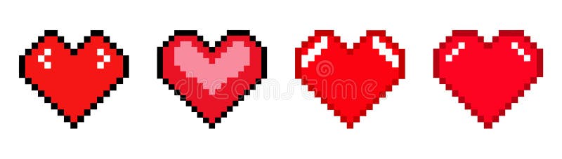 Heart Vector Icons. Pixel Heart Icons Stock Illustration - Illustration ...