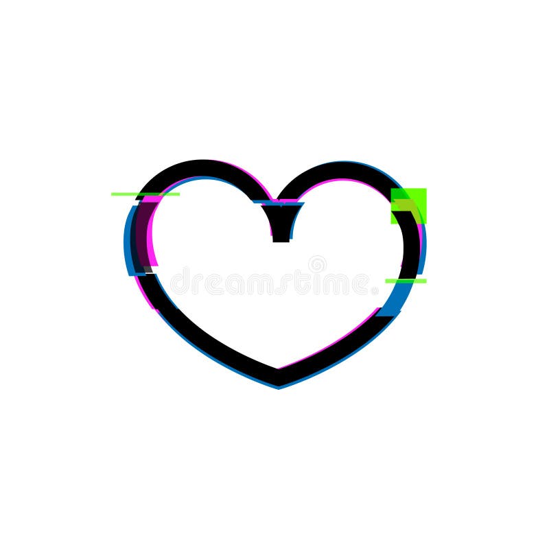 Heart Vector Illustration. Distorted Glitch Style Modern Background ...
