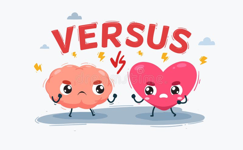 The Heart Versus the Brain. Isolated Vector Illustration Stock ...
