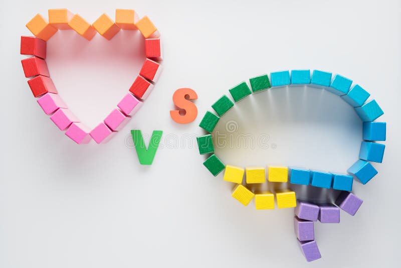 Heart Vs Mind. Heart Versus Brain Stock Photo - Image of flat ...