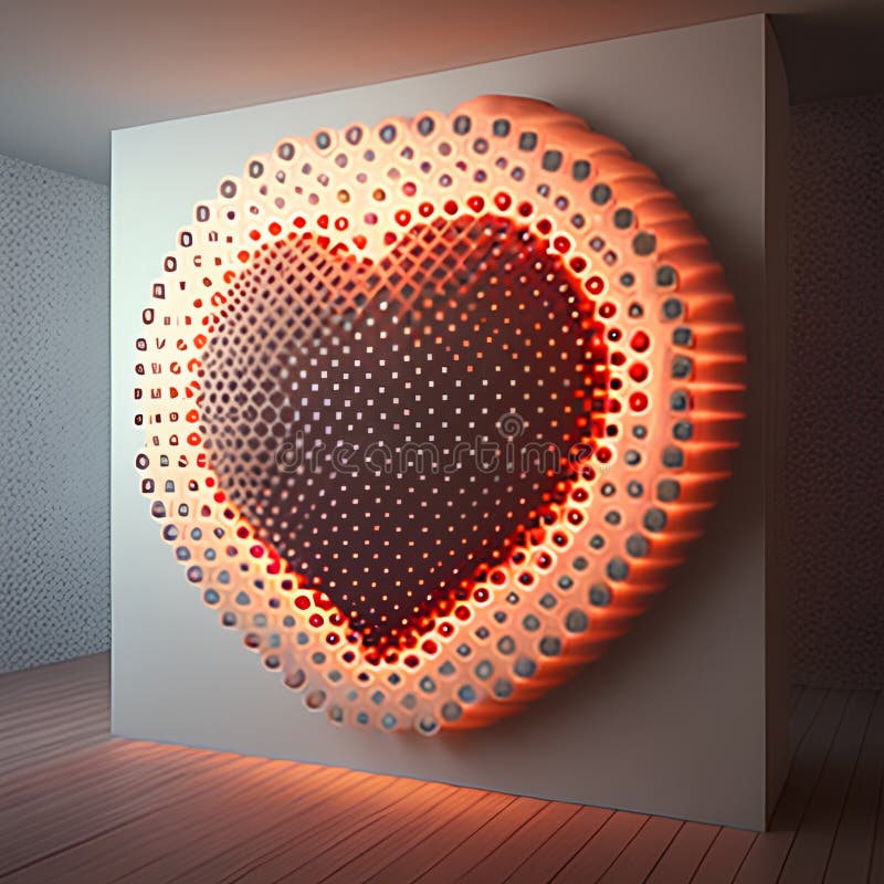 Heart on Wall in Room. 3d Rendering. Computer Digital Drawing Stock ...