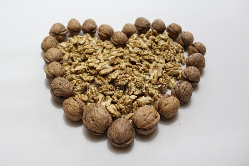 A heart of walnuts stock photo. Image of autumnal, regia - 134123532