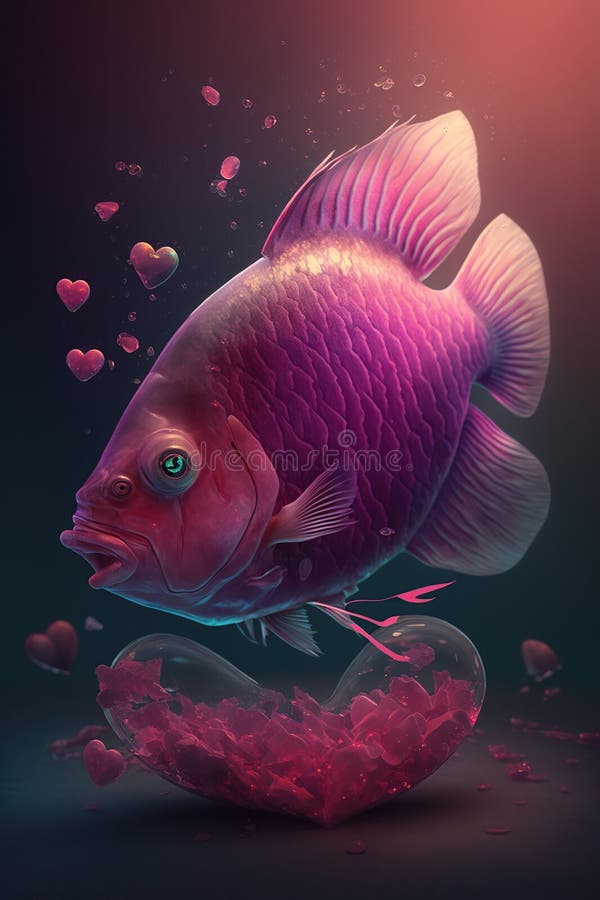 Heart of Water with Fish Inside Made with Generative AI Stock ...