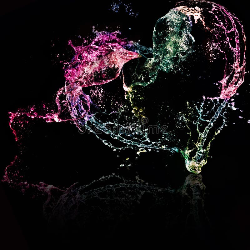 Heart From Water Splash With Bubbles Stock Photo - Image of color ...