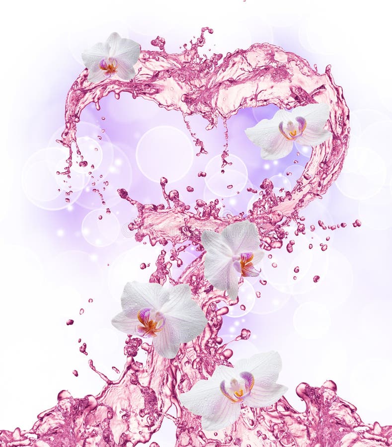 Heart from Water Splash with Bubbles Stock Photo - Image of drink ...