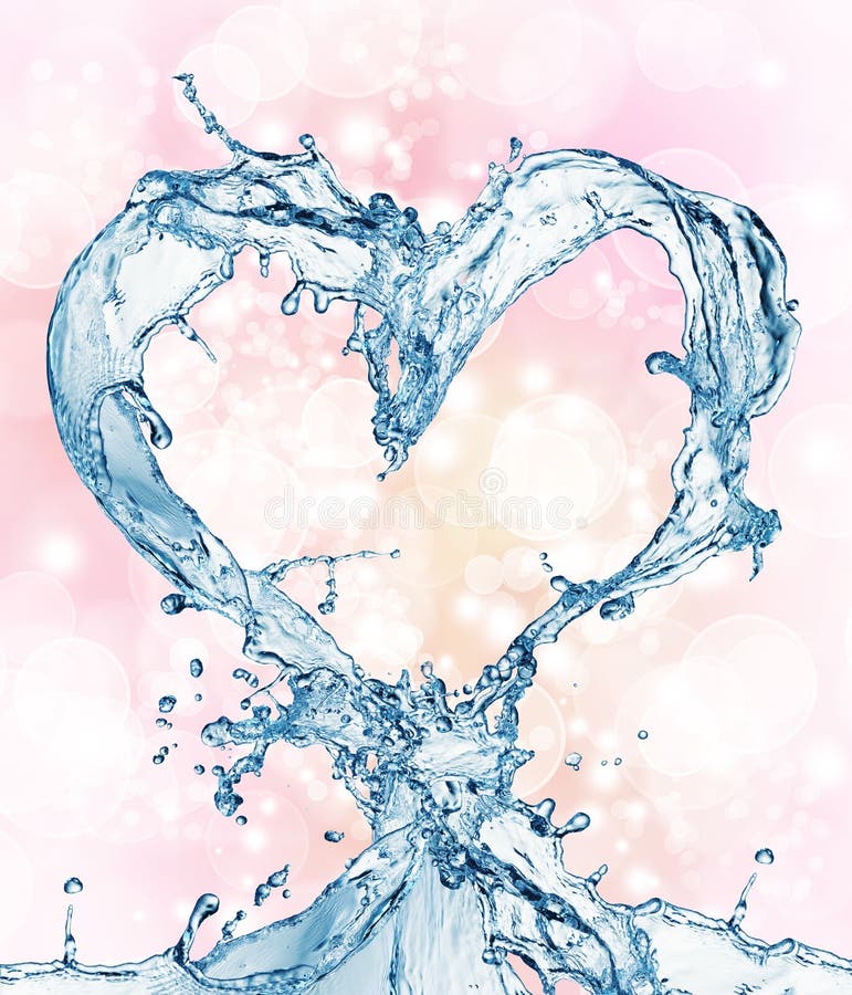 Heart from Water Splash with Bubbles Stock Photo - Image of drink ...