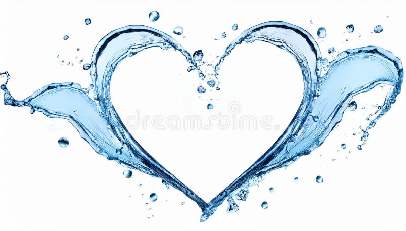 Heart from Water Splash with Bubbles Isolated on White Stock ... Heart from Water Splash with Bubbles Isolated on White Stock ...