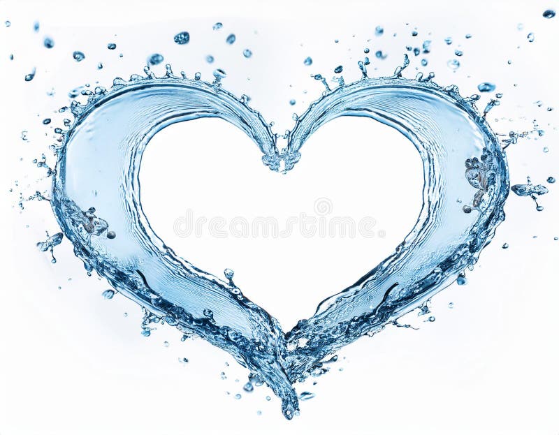 Heart from Water Splash with Bubbles Isolated on White Stock ... Heart from Water Splash with Bubbles Isolated on White Stock ...