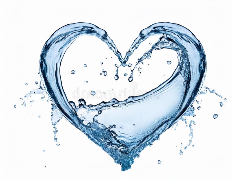 Heart from Water Splash with Bubbles Isolated on White Stock ... Heart from Water Splash with Bubbles Isolated on White Stock ...