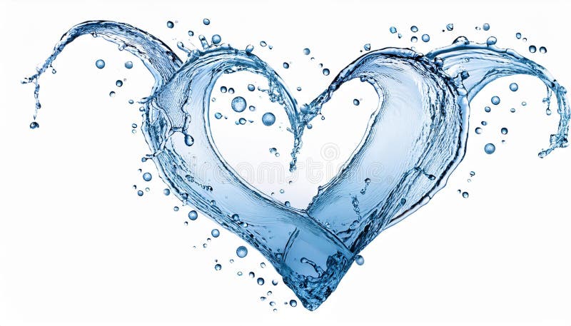Heart from Water Splash with Bubbles Isolated on White Stock ... Heart from Water Splash with Bubbles Isolated on White Stock ...