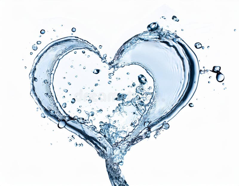 Heart from Water Splash with Bubbles Isolated on White Stock ...
