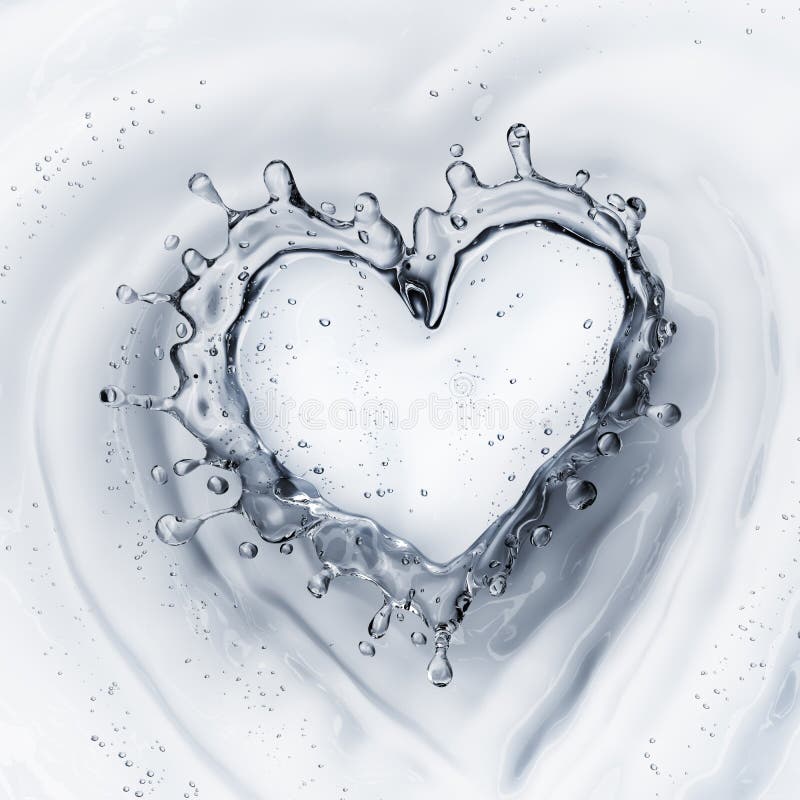 Heart from Water Splash with Bubbles Isolated on White Stock ...