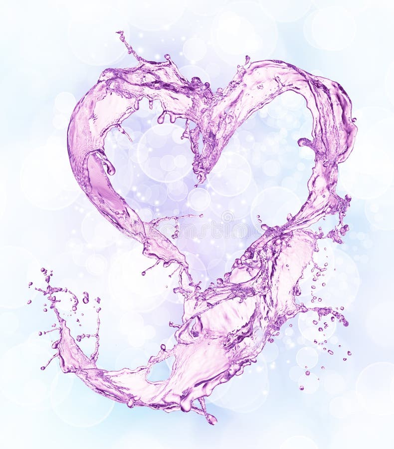 Heart from Water Splash with Bubbles Stock Photo - Image of drink ...