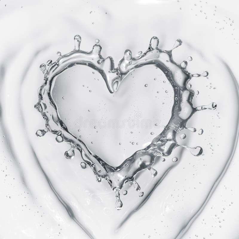 Heart from Water Splash with Bubbles on White Stock Illustration ...