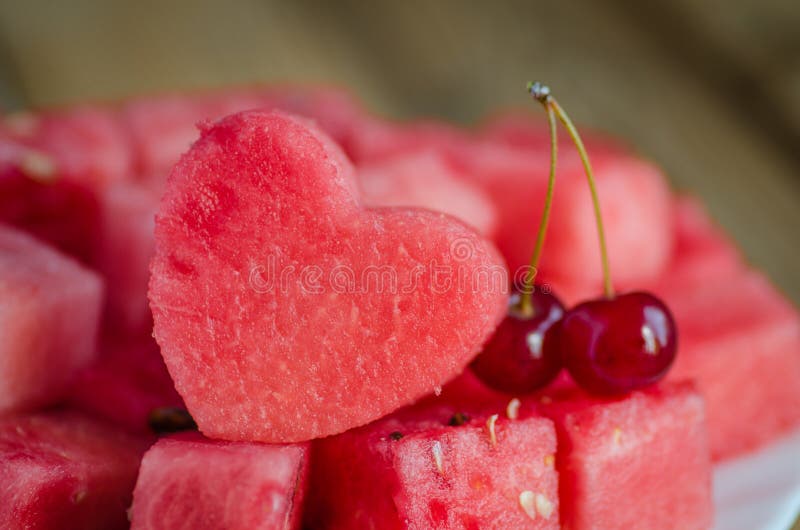 The Heart of the Watermelon Stock Image - Image of heart, dessert: 43901361