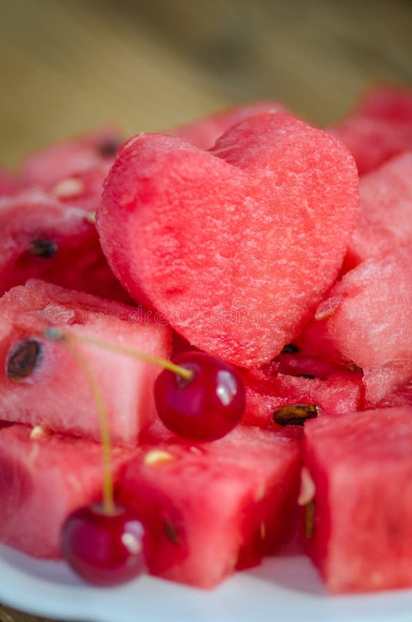 The Heart of the Watermelon Stock Image - Image of natural, mint: 43901541