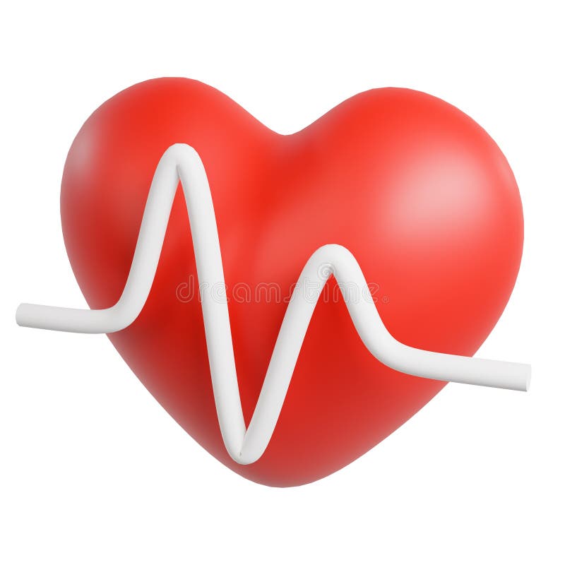 Heart with Wave Line 3d Illustration Icon Stock Illustration ...
