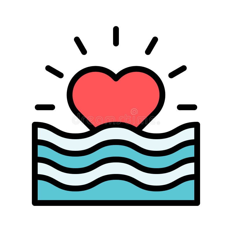 Heart and Wave Vector, Valentine and Love Related Filled Outline Icon ...