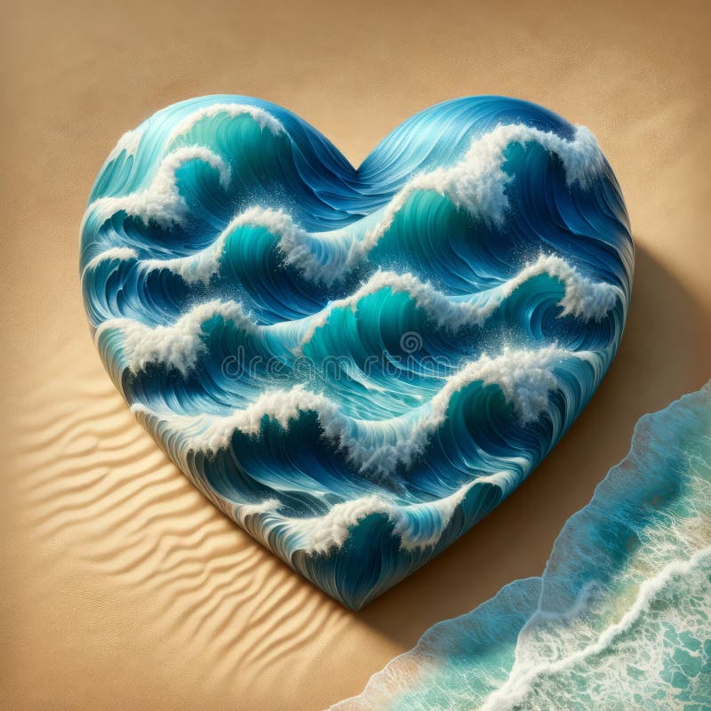 A Heart of Waves stock illustration. Illustration of oceanic - 299068268