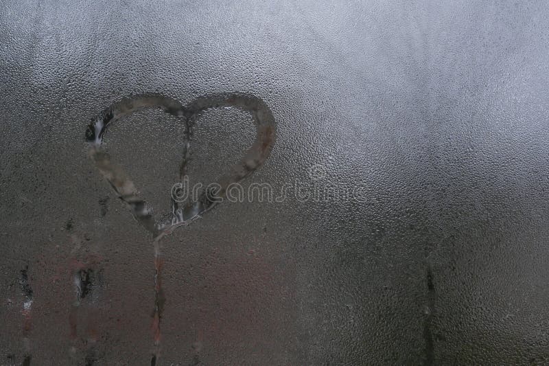 The Heart on the Wet Glass of the Window Stock Image - Image of sign ...