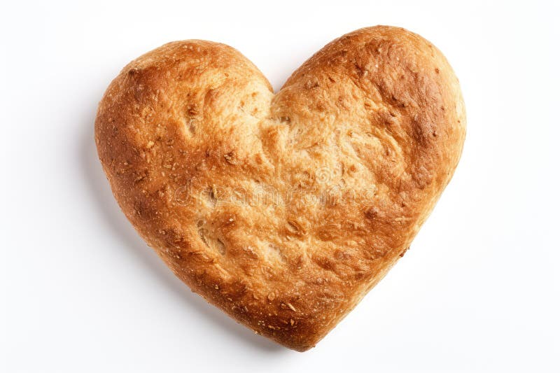 Heart on Wheat Bread Isolated, Heart Shaped Bun, Small Round Bread on ...