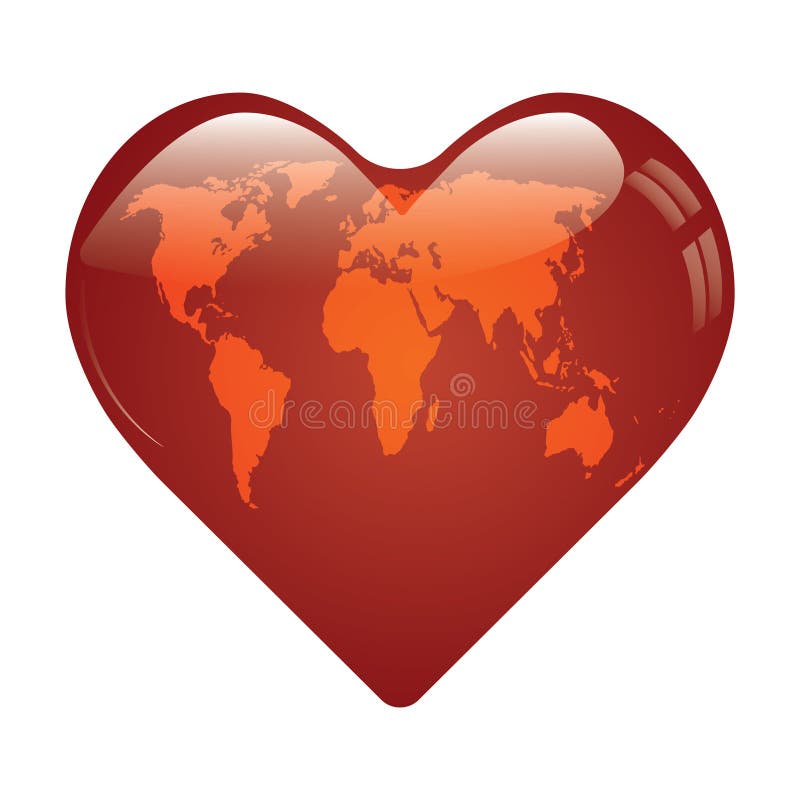 World map on heart stock vector. Illustration of concepts - 6902078