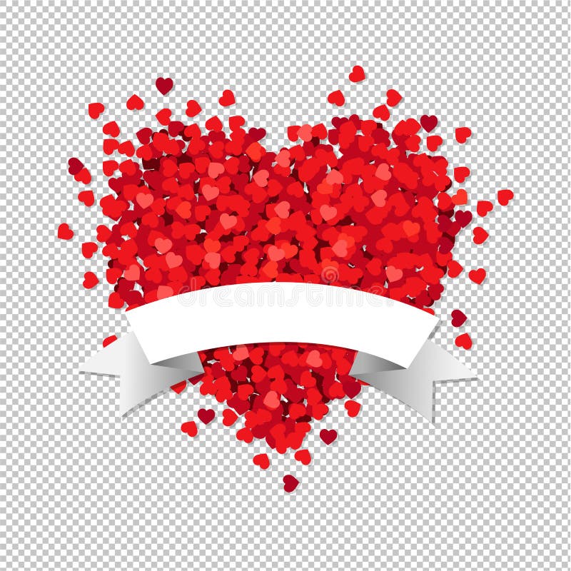 Heart with White Ribbon stock vector. Illustration of greeting - 195658633