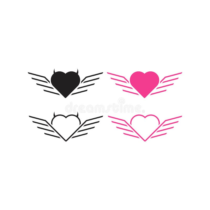 Heart and Wing, Angel and Devil. Simple Vector Icon Logo Template Stock ...