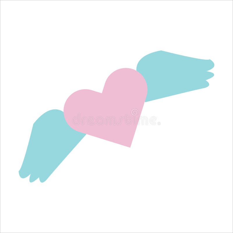 Heart with Wings. Flat Style Vector Illustration Stock Vector - Illustration of decoration ...