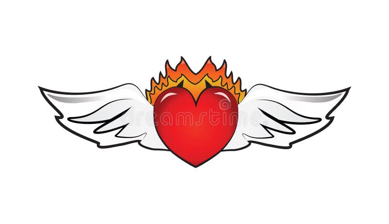 How To Draw Hearts With Wings And Flames