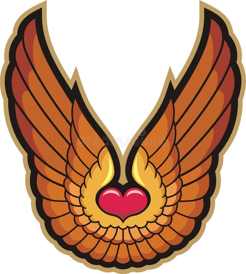 Heart and wings stock vector. Illustration of drawing - 59795722