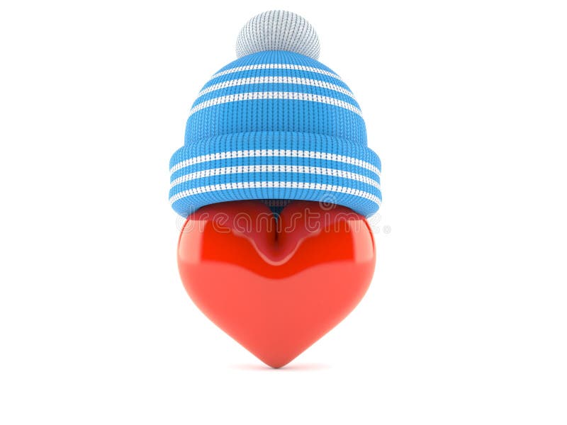 Heart with winter hat stock illustration. Illustration of comfortable ...