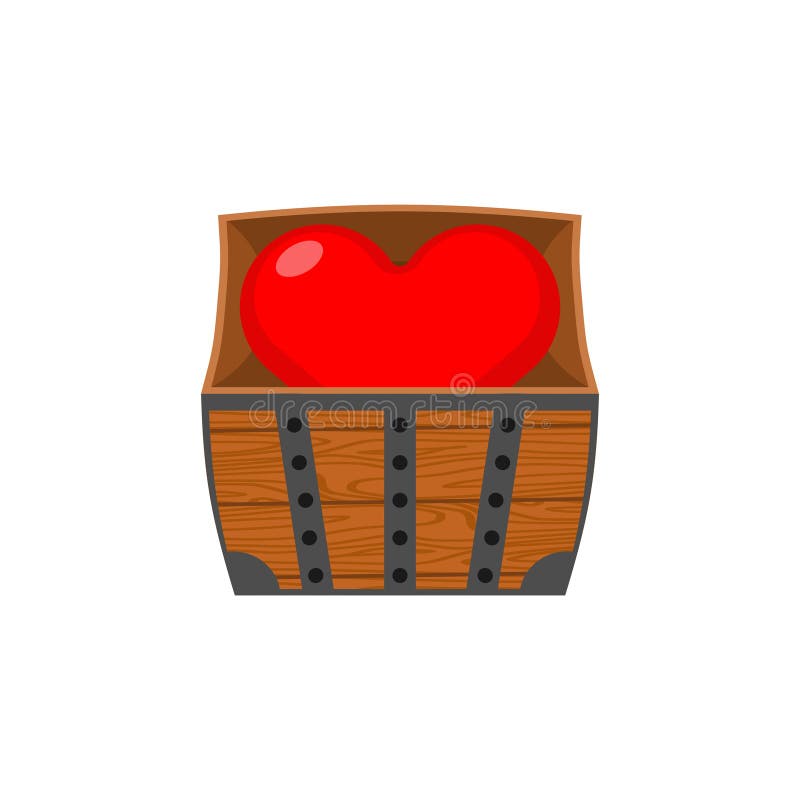 Heart in Wooden Chest. Concept Hide Love Stock Vector - Illustration of ...