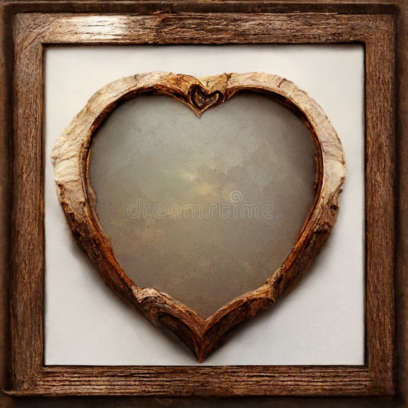 Heart Wooden Frame Inside the Box with Copy Space. Heart Carved in Old ...