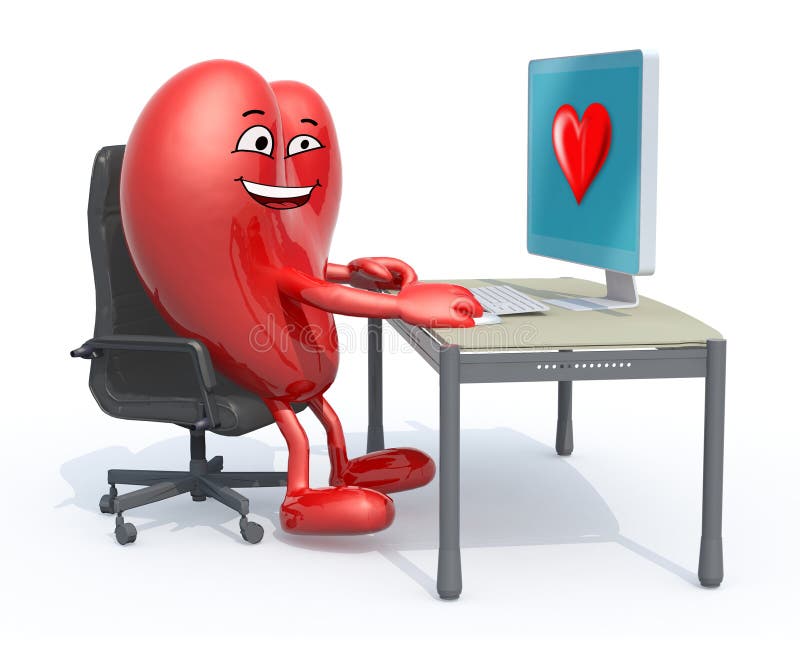 Heart Work on Desk with Computer Stock Illustration - Illustration of ...