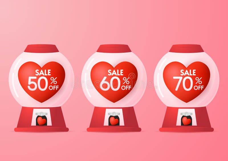 Heart in Vending Machine Filled with Red and White Bubble Gum Hearts ...