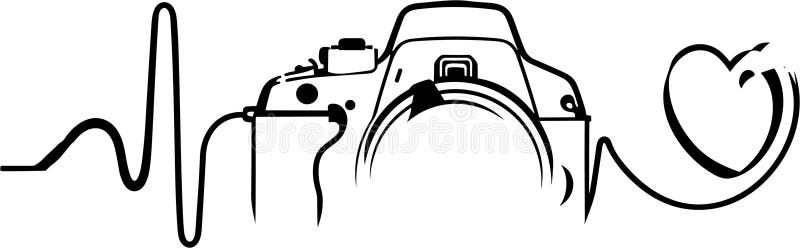 Heartbeat Camera with Heart on White Background Stock Illustration ...
