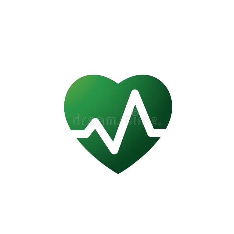 Green Heart Beat Pulse Line On White Stock Illustration - Illustration ...