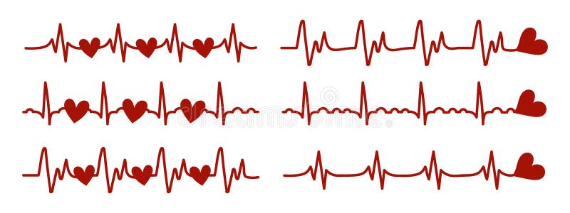 Heartbeat and Heart, Icons Set. Cardiogram of the Heart Stock Vector ...