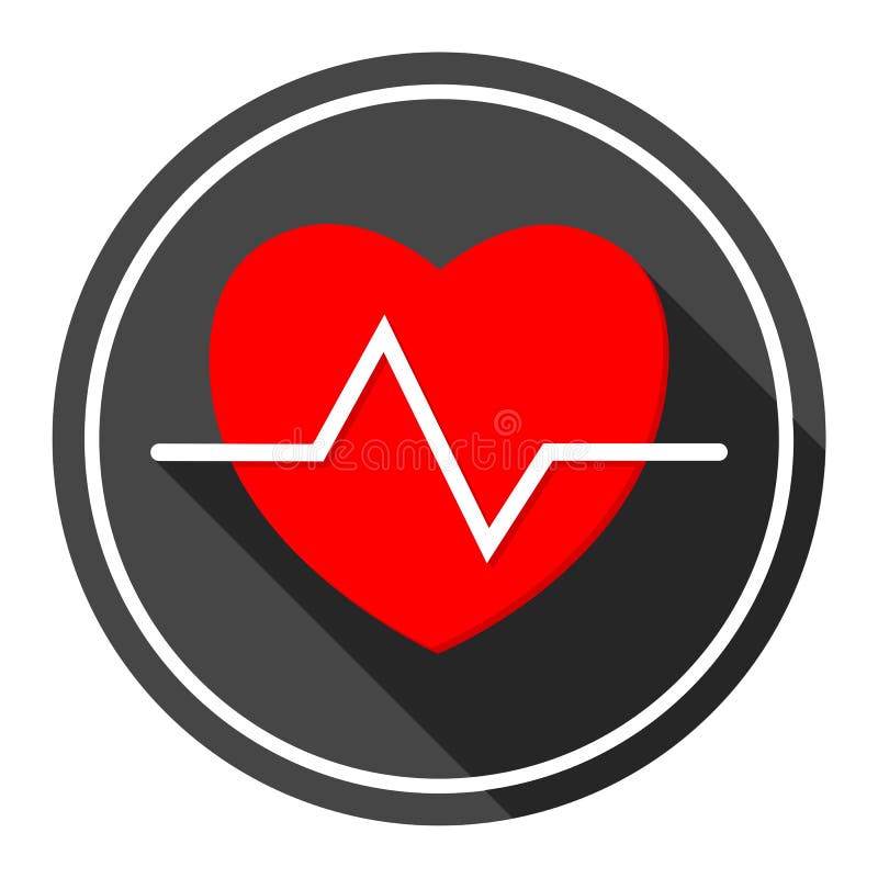 Heartbeat Icon with Long Shadow Stock Illustration - Illustration of ...