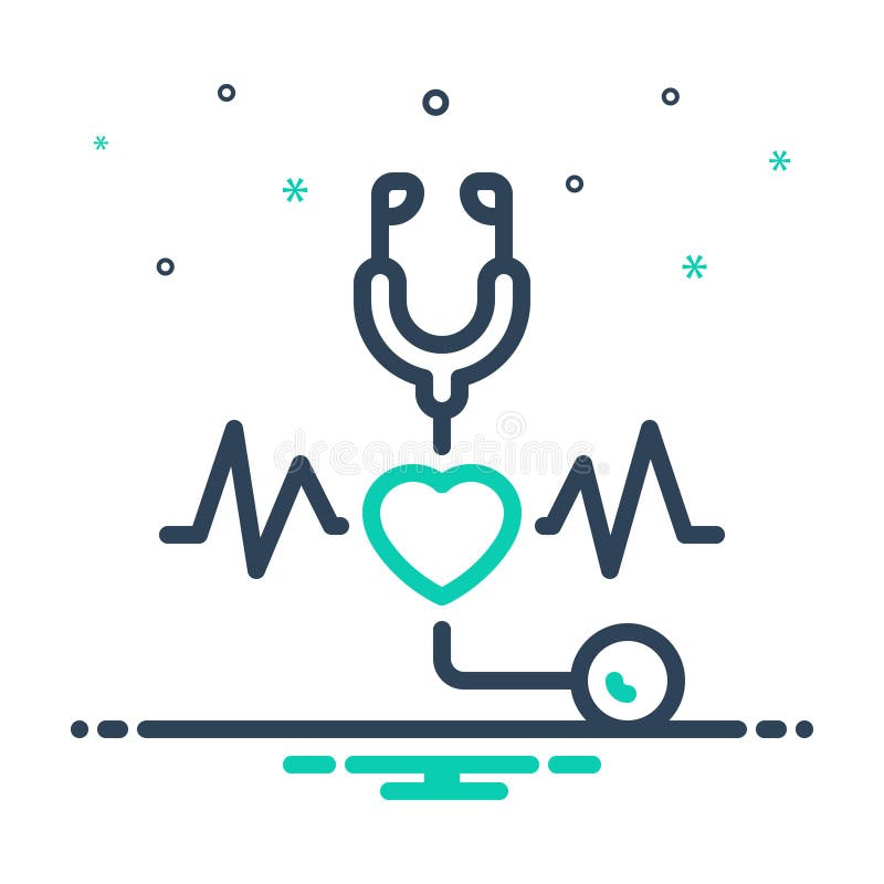 Mix Icon for Heartbeat, Stethoscope and Ecg Stock Vector - Illustration ...