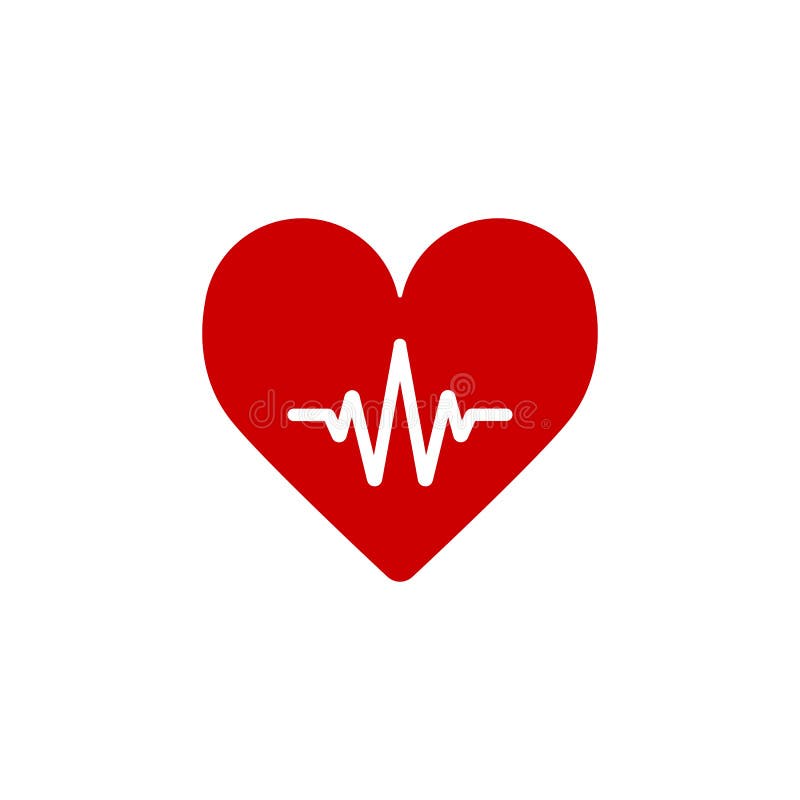 Heartbeat Line Heart Cardio. Heart Flat Solid Vector Icon Stock Vector ...