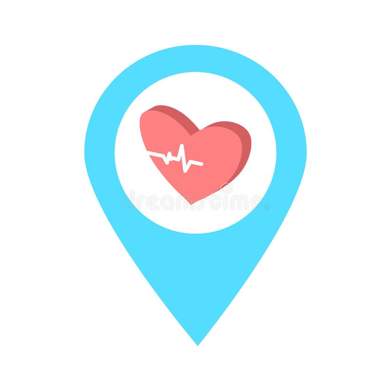 Heartbeat Location Map Pin Icon. Element of Map Point for Mobile ...