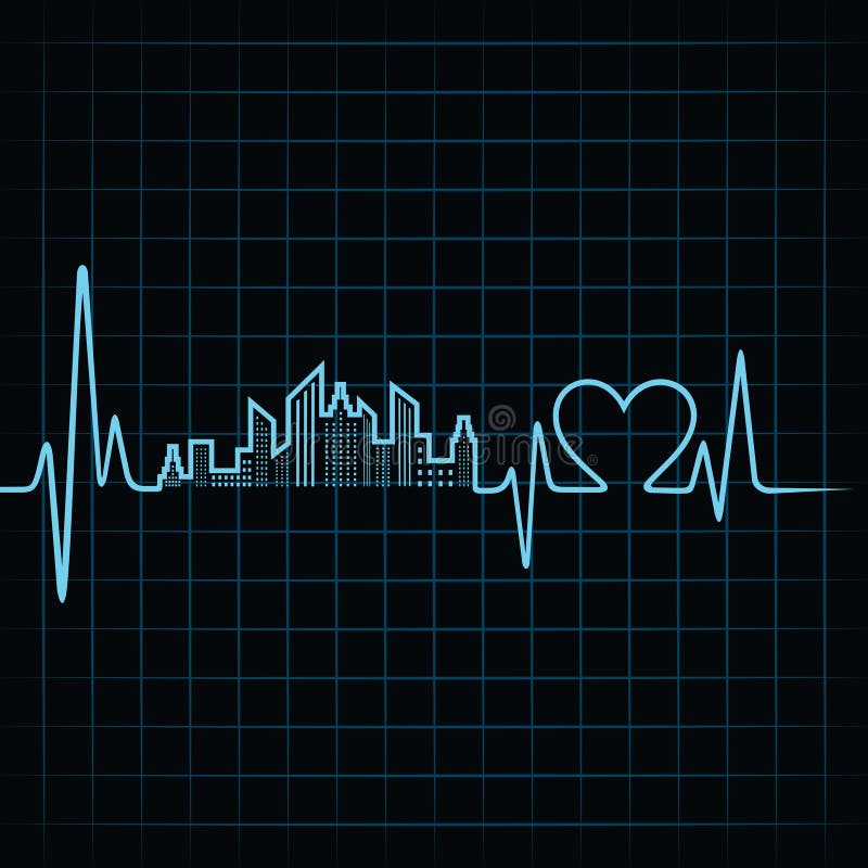 Heartbeat Make a Building Design and Heart Stock Vector - Illustration ...