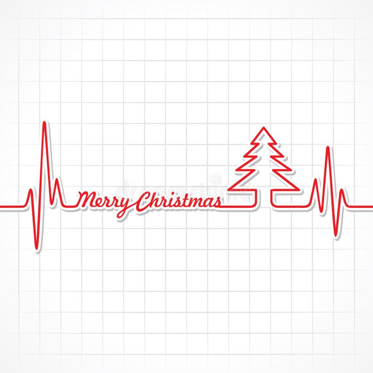 Heartbeat Make Merry Christmas Text and Tree Stock Vector ...