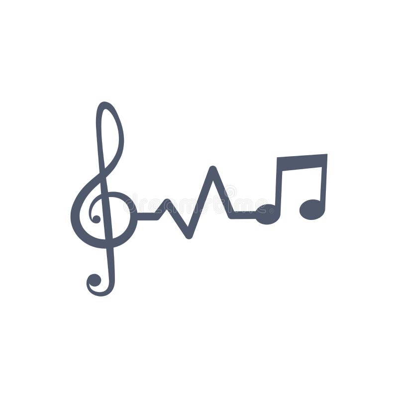 Heartbeat Pulse Line Music with Notes and Clef, Vctor Illustration ...