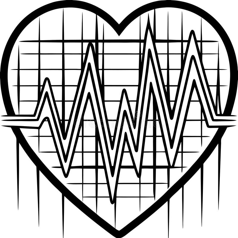 Heartbeat Vector Illustration with ECG Line in Heart Shape Design Stock ...
