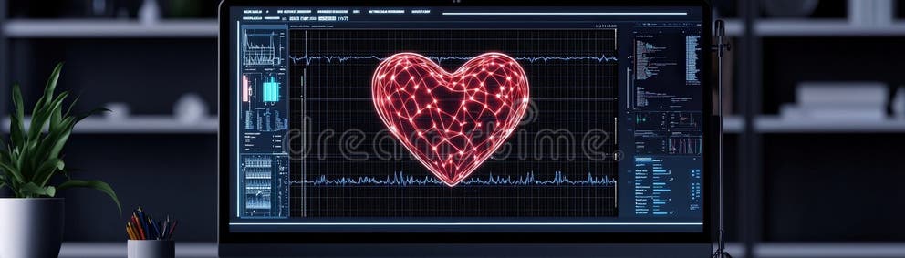 Heartbeat Visual on Computer Screen with Digital Graph in a Modern ...
