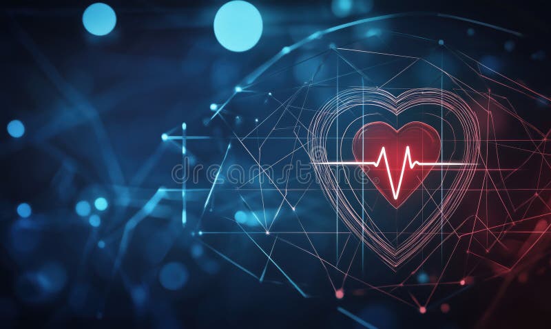 Glowing Heart Shape Heartbeat Pulse Visualization Stock Photos - Free ...