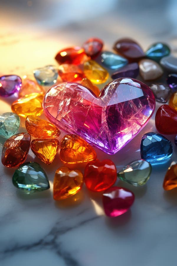 Heartbreak Gemstones, Multicolored Gems Create a Broken Heart on a ...